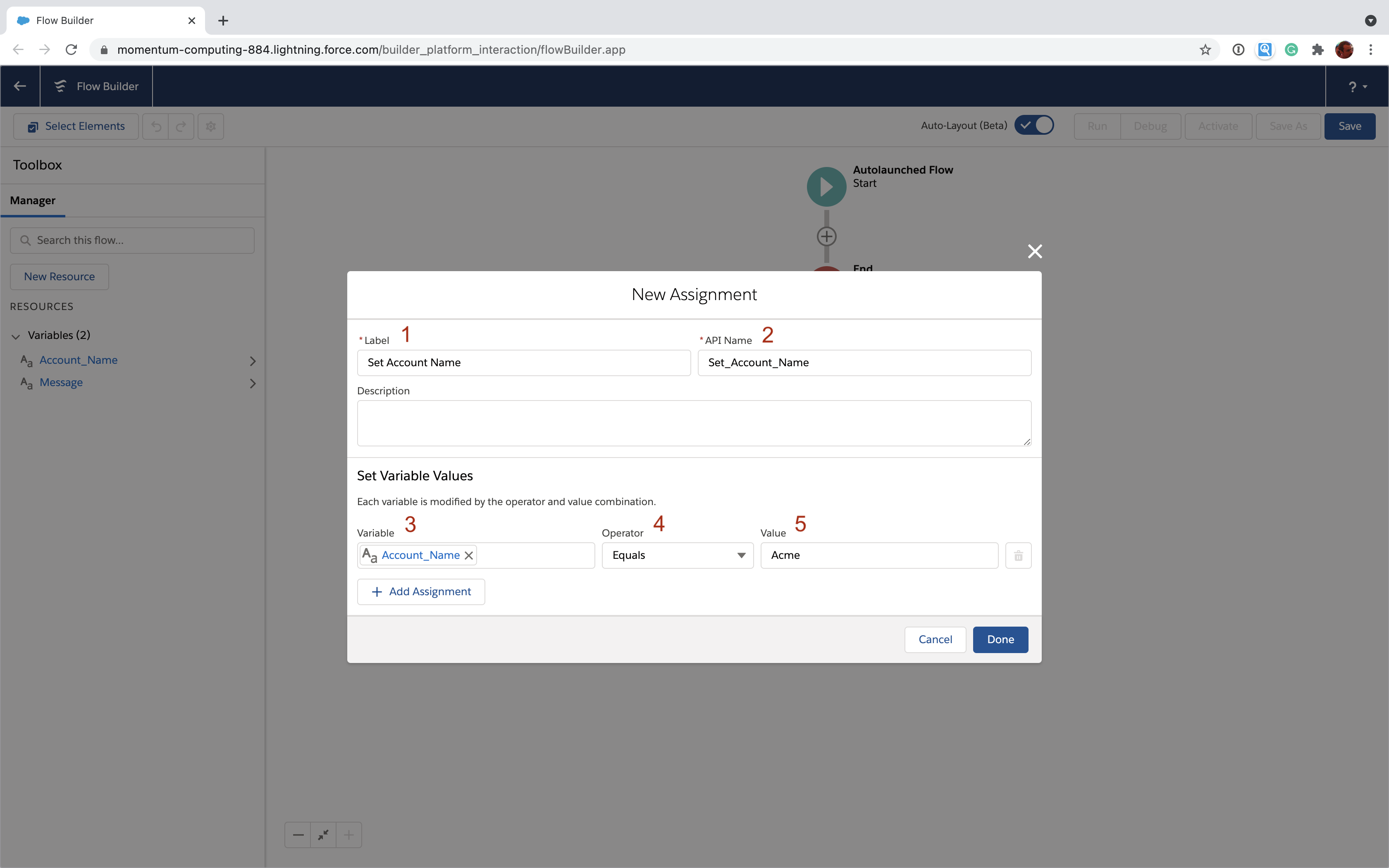 How to use variables in Salesforce Flow