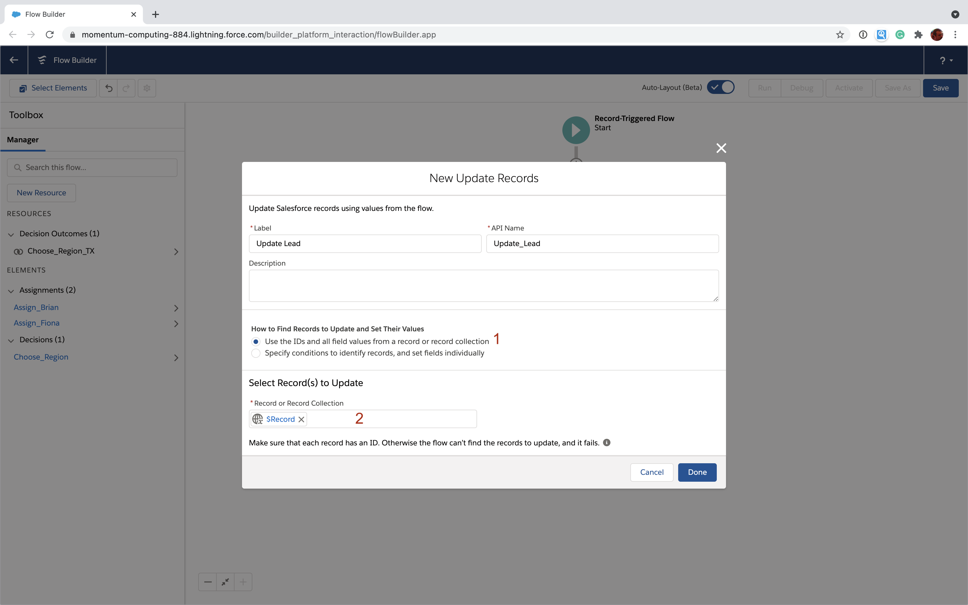 How to update records in Salesforce Flow