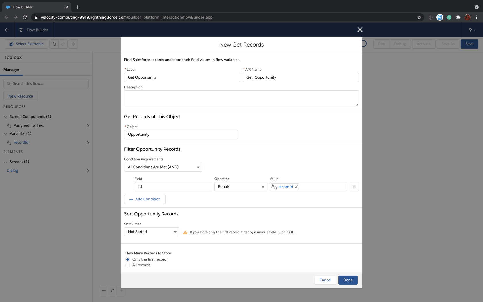 How to launch a Salesforce Screen Flow from a button