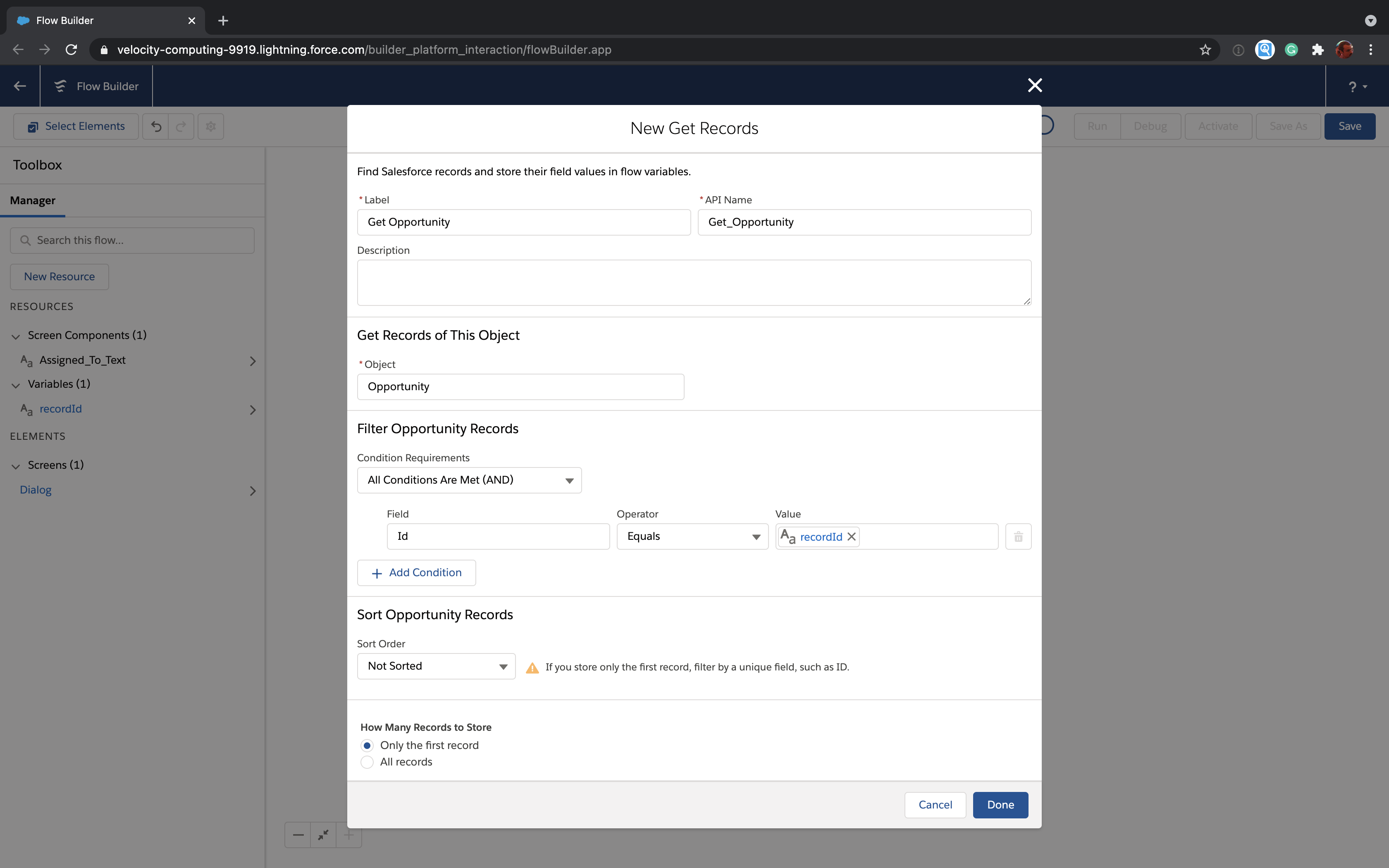How to launch a Salesforce Screen Flow from a button